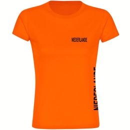 multifanshop Damen T-Shirt - Niederlande - Brust & Seite - Druck schwarz - Frauen