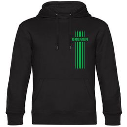 multifanshop® Kapuzen Sweatshirt - Bremen - Streifen - Druck grün