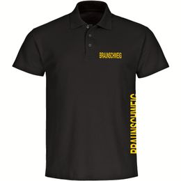 multifanshop® Poloshirt - Braunschweig - Brust & Seite - Druck gelb