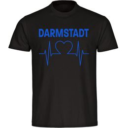 multifanshop Kinder T-Shirt - Darmstadt - Herzschlag - Druck blau - Kind