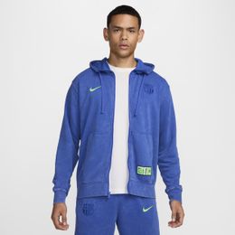 FC Barcelona Club Third Nike Football-Kapuzenjacke aus French Terry (Herren) - Blau