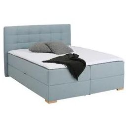 Boxbett Home Affaire "Olivet" Komplettbetten Gr. Struktur (100% Polyester), Liegefläche B/L: 160 cm x 220 cm, Gewicht bis: 100 kg H3, Tonnentaschen-Federkernmatratze, blau (petrol) in 4 Farben, Breiten, 2 Matratzenarten, auch Überlänge 220 cm