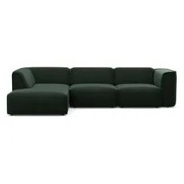 Ecksofa RAUM.ID "Merid jederzeit durch Module erweiterbar L-Form" Sofas Gr. B/H/T: 295cm x 70cm x 162cm, Samtoptik, Ottomane links, grün (dunkelgrün) als Modul oder separat verwendbar, für individuelle Zusammenstellung