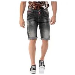 Cipo & Baxx Jeansshorts CIPO & BAXX Gr. 32, N-Gr, schwarz (schwarz used), Herren, Denim/Jeans, Obermaterial: 98% Baumwolle, 2% Elasthan, Abriebeffekte, Jeans