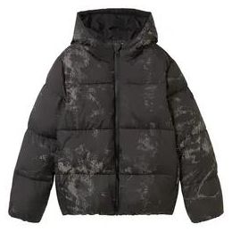 Tom Tailor Jungen Pufferjacke mit Kapuze, schwarz, Muster, Gr. 164