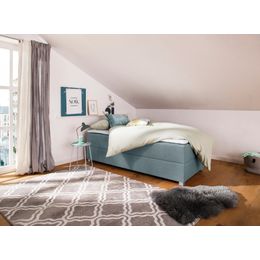 Boxbett Inosign "Alexis", blau (petrol), B:90cm L:200cm, Struktur fein (100% Polyester), Komplettbetten, ohne Kopfteil - ideal für Räume mit Dachschrägen; in 4 Breiten