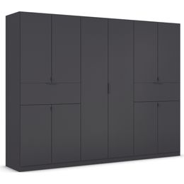 Drehtürenschrank Rauch "Kleiderschrank Schrank Garderobe Wäscheschrank TICAO mit 2 Schubladen" Schränke Gr. B/H/T: 271cm x 210cm x 54cm, 10 St., grau (graumetallic) die in der Höhe variabel positioniert werden können MADE IN GERMANY