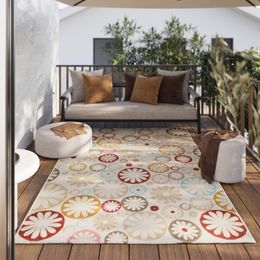 Outdoorteppich Wecon Home "Flowerdrops" Teppiche Gr. Ø 200 cm, 5 mm, 1 St., bunt (beige,bunt) für Innen & Außen, strapazierfähig, pflegeleicht, Hoch-Tief Effekt