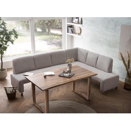 Eckbank exxpo - SOFA FASHION "Intenso, modern, wahlweise in Leder oder Textil, 264/197 cm (B/T)" Sitzbänke Gr. B/H/T: 264 cm x 91 cm x 197 cm, Cord, Ottomane rechts, (langer Schenkel links), braun (cappuccino) hohe Bodenfreiheit, frei im Raum stellbar, hoher Sitzkomfort