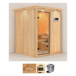 Karibu Sauna "Norin" Saunen 9 KW-Bio-Ofen mit externer Steuerung beige (naturbelassen)