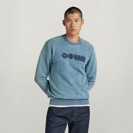 G-Star Raw Indigo Distressed Logo Sweatshirt - Mittelblau - Herren