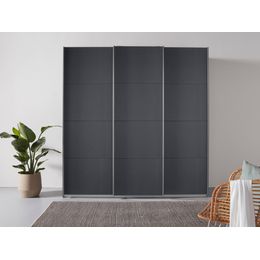 Schwebetürenschrank Rauch "Kleiderschrank Schrank Garderobe TOPSELLER OTELI inkl. Inneneinteilung" Schränke Gr. B/H/T: 203 cm x 210 cm x 62 cm, grau (graumetallic) mit 3 Innenschubladen sowie zusätzlichen Einlegeböden MADE IN GERMANY