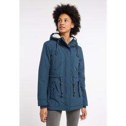 Parka Ragwear "MONADIS WARM", Damen, Gr. XXL (44), blau (night blau), Web, Obermaterial: 100% Polyester, unifarben, casual, Langarm Rippbündchen, Jacken, wasserabweisende Übergangsjacke mit wärmendem Teddyplüsch Futter