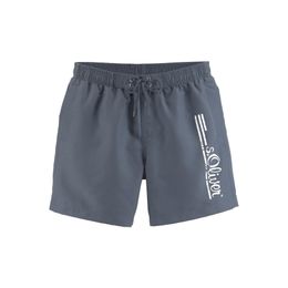 Badeshorts s.Oliver "Philip" Gr. M (50), N-Gr, blau Herren Badehosen mit Logo-Print im Used-Look