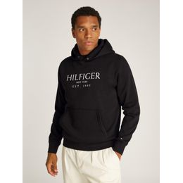 Hoodie Tommy Hilfiger "BIG HOODY" Gr. L, schwarz (black) Herren Sweatshirts mit kontrastfarbenen Print