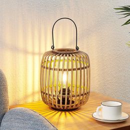 LINDBY Tischlampe Canyana, natur, Rattan, 27 cm hoch