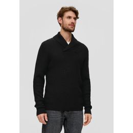 s.Oliver - Strickpullover mit Schalkragen, Herren, schwarz, Größe XL