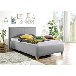 Polsterbett Maintal, grau, B:133cm L:214cm, Betten, Polsterbett ohne Bettkasten Polsterbett, mit Bettkasten