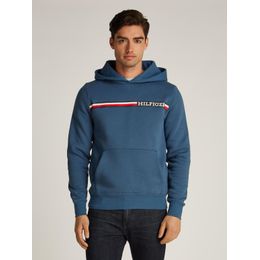 Hoodie Tommy Hilfiger "CHEST STRIPE HOODY" Gr. S, blau (aegean sea) Herren Sweatshirts