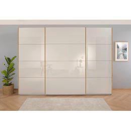 Schwebetürenschrank Rauch "Koluna" Schränke Gr. B/H/T: 315 cm x 229 cm x 62 cm, 3 St., beige (eiche artisan, glas champagner) Glasfront, inkl. 2 Innenschubladen sowie extra Böden