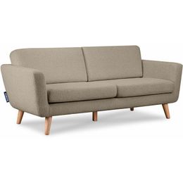 Klassische Sofas 3 Personen mit Armlehnen 'tagio', Braun, Stoff, Scandinavian, 190x80x88cm - Konsimo