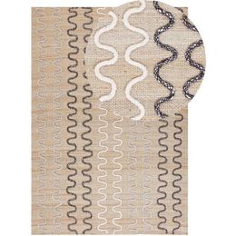 Beliani Teppich Jute Beige Geometrisches Muster 140 x 200 cm rustikal Boho