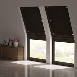 Thermo Dachfenster Rollo ohne Bohren Sonnenschutz Verdunkelungsrollo mit Saugnäpfen, Thermorollo Hitzeschutz für Dachfenster 60x73 cm, Schwarz - WOLTU