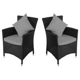 OUTFLEXX 2er Set Sessel, schwarz, Polyrattan inkl. Kissen und Polster