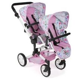 Bayer Chic 2000 Puppen-Zwillingsbuggy CHIC2000 "Linus Duo, Flowers", bunt (flowers), Puppenwagen, KinderB:41cm H:79cm T:80cm, Stahl, Kunststoff, Polyester, mit zwei abnehmbaren, bis in Liegeposition verstellbaren Sportsitzen, B:41cm H:79cm T:80cm