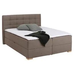 Boxbett Home Affaire "Olivet" Komplettbetten Gr. Struktur (100% Polyester), Liegefläche B/L: 160 cm x 220 cm, Gewicht bis: 100 kg H3, Tonnentaschen-Federkernmatratze, braun (hellbraun) in 4 Farben, Breiten, 2 Matratzenarten, auch Überlänge 220 cm