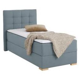 Boxbett Home Affaire "Olivet" Komplettbetten Gr. Struktur (100% Polyester), Liegefläche B/L: 90 cm x 200 cm, Gewicht bis: 100 kg H3, Tonnentaschen-Federkernmatratze, blau (petrol) in 4 Farben, Breiten, 2 Matratzenarten, auch Überlänge 220 cm