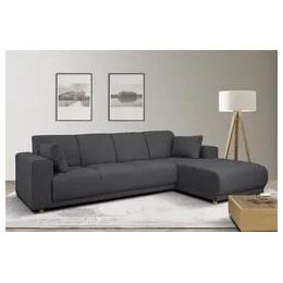 Ecksofa Home Affaire "LEMPS wahlweise Recamiere links oder rechts L-Form" Sofas Gr. B/H/T: 297cm x 85cm x 162cm, Struktur 1, Recamiere rechts, grau (anthrazit) incl. Zierkissen, Stellmaße 297x162 cm