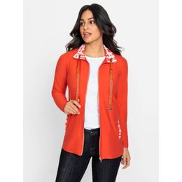 WITT Damen Shirtjacke mit Glitzersteinchen, orange-ecru-gemustert, Gr&ouml;&szlig;e 38
