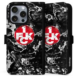 DeinDesign iPhone 16 Pro Max Handy Klapph&uuml;lle Handyh&uuml;lle aus Kunst Leder schwarz Flip Case Coat Of Arms 1. Fc Kaiserslautern Muster Sideflip mit Lasche