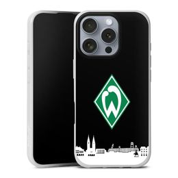 DeinDesign iPhone 16 Pro Handy Silikon H&uuml;lle Case wei&szlig; Handyh&uuml;lle Skyline Sv Werder Bremen Official Licensed Product Silikon Case