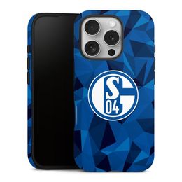 DeinDesign iPhone 16 Pro Handy Panzer Handyh&uuml;lle robuste Outdoor H&uuml;lle Schutzh&uuml;lle gl&auml;nzend Camouflage Fc Schalke 04 Muster Tough Case