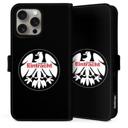DeinDesign iPhone 16 Pro Handy Klapph&uuml;lle Handyh&uuml;lle aus Kunst Leder schwarz Flip Case Eintracht Frankfurt Sge Official Licensed Product Sideflip mit Lasche