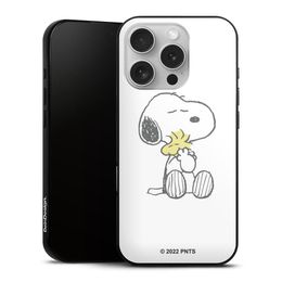 DeinDesign iPhone 16 Pro Handy Slim Case extra d&uuml;nn Silikon Handyh&uuml;lle schwarz H&uuml;lle Snoopy Love Peanuts Silikon Slim Case