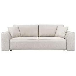 3-Sitzer Inosign "Beatrice Schlafsofa" Sofas Gr. B/H/T: 250cm x 92cm x 107cm, Struktur, ohne Bettfunktion-ohne Bettkasten, beige (creme) wahlweise auch mit Bettfunktion und Bettkasten, incl. 2 Zierkissen