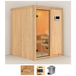 Karibu Sauna "Norin" Saunen 9 KW-Ofen mit externer Steuerung beige (naturbelassen)