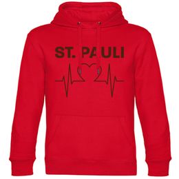 multifanshop Kapuzen Sweatshirt - St. Pauli - Herzschlag - Druck braun - Hoodie