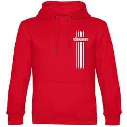 multifanshop Kapuzen Sweatshirt - N&uuml;rnberg - Streifen - Druck wei&szlig; - Hoodie