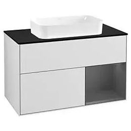 Villeroy & Boch Villeroy und Boch Finion Waschtischunterschrank F252GKMT 100x60,3cm, Abdeckplatte black matt, Regal rechts Anthracite matt, White matt lacquer