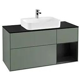 Villeroy & Boch Villeroy und Boch Finion Waschtischunterschrank F422PDGM 120cm, Abdeckplatte black matt, Regal rechts Black matt lacquer, Olive Matt Lacquer