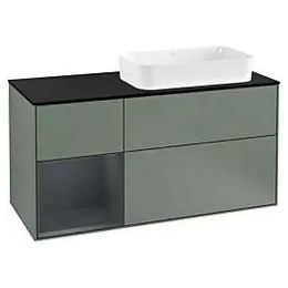 Villeroy & Boch Villeroy und Boch Finion Waschtischunterschrank G272HGGM 120cm, Abdeckplatte black matt, Emotion, Regal links Midnight Blue Matt Lacquer, Olive Matt Lacquer