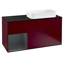 Villeroy & Boch Villeroy und Boch Finion Waschtischunterschrank G272HGHB 120cm, Abdeckplatte black matt, Emotion, Regal links Midnight Blue Matt Lacquer, Peony Matt