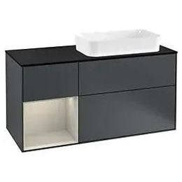 Villeroy & Boch Villeroy und Boch Finion Waschtischunterschrank G272HHHG 120cm, Abdeckplatte black matt, Emotion, Regal links Sand Matt Lacquer, Midnight Blue Matt Lacquer