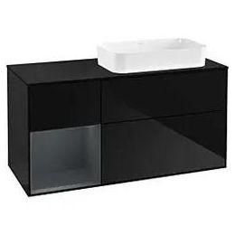 Villeroy & Boch Villeroy und Boch Finion Waschtischunterschrank G272HGPH 120cm, Abdeckplatte black matt, Emotion, Regal links Midnight Blue Matt Lacquer, Glossy Black Lacquer