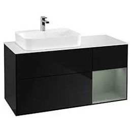 Villeroy & Boch Villeroy und Boch Finion Waschtischunterschrank G401GMPH 120cm, Abdeckplatte white matt, Emotion, Regal rechts Olive Matt Lacquer, Glossy Black Lacquer