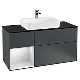 Villeroy & Boch Villeroy und Boch Finion Waschtischunterschrank G412MTHG 120cm, Abdeckplatte black matt, Emotion, Regal links White matt lacquer, Midnight Blue Matt Lacquer